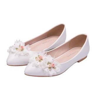 FOMIYES Chaussures &agrave; Bout Effil&eacute; pour Femme Mariage avec Dentelle Et Perles Semelle Fine pour Demoiselles dhonneur
