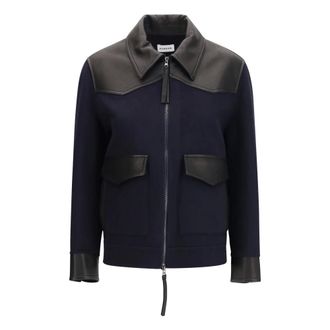 P.A.R.O.S.H. P.a.r.o.s.h. - Veste avec finitions en cuir - Femme - Vestes - Bleu - Taille: 36 FR