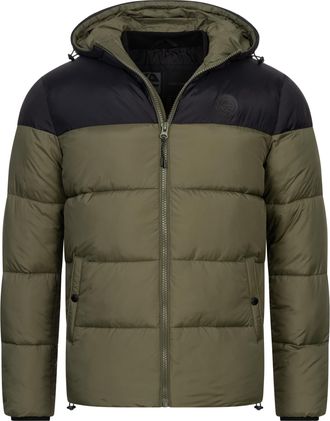Indicode Herren INBiviano Winterjacke mit Kapuze | Steppjacke Herrenjacke Männer Army, XXL