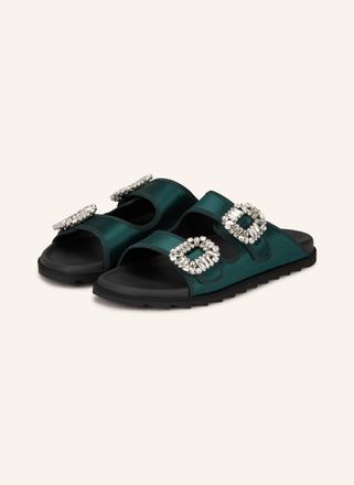 Roger Vivier Pantoletten Slidy Viv Mit Schmucksteinen gruen