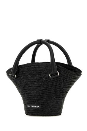 Balenciaga Womens Black Straw Mini Beach Handbag 1060 Borse A Mano