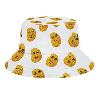 Generic Nuggets De Poulet Frit Blancs Dessin Animé Drôle Chapeau Pêche Pliable Seau Chapeau Anti-UV Casquettes Visières pour Voyage Loisirs Été
