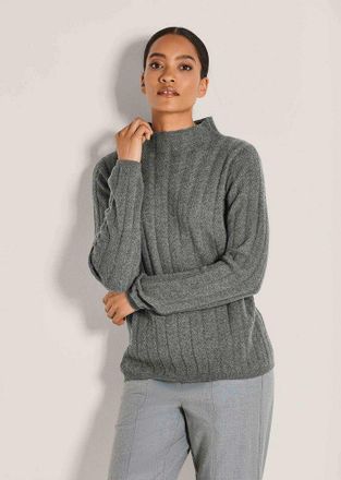 Madeleine Strickpullover Luxuri&ouml;ser Strickpullover mit Stehkragen Eleganter Businesspullover mit Rippstrick und Langarm