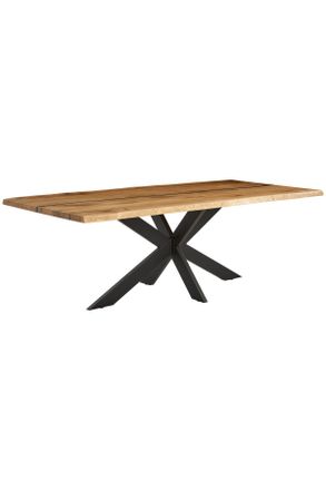 Linea Natura Esstisch, Eiche, Holz, Eiche, massiv, rechteckig, X-Form, 100x76x200 cm, Esszimmer, Tische, Esstische, Baumkantentische