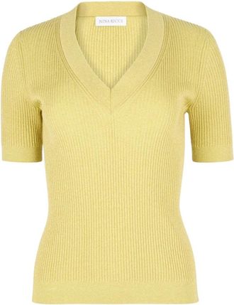 Nina Ricci Femme, Pulls, Jaune, Taille: 36 FR Haut Tricot Col V