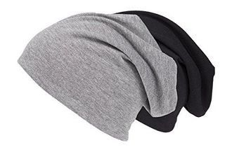shenky Bonnet dété/de Printemps en Jersey - Fin et Long - Homme, Femme, Enfant - Taille Unique - Lot de 2 - Noir et Gris