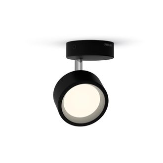 Philips Bracia 1-er LED Spot (5,5 W), einflammiger Wandspot mit warmwei&szlig;em Licht, energiesparende Raumbeleuchtung mit langer Nutzlebensdauer, schwarz