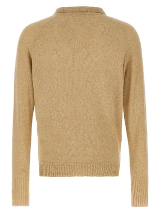 Maryya Boucl&eacute; Cotton Polo Shirt - Beige