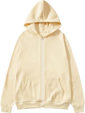 Generic Sweat à capuche zippé pour homme avec cordon de serrage élégant, décontracté, uni, respirant, surdimensionné, confortable, pour le sport, la course à 