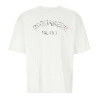 Dsquared2 Homme, Tops, Blanc, Taille: L T-shirt ample en coton
