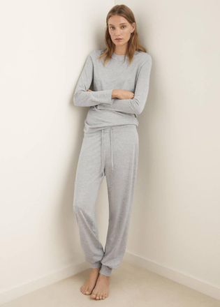 Mango Pantalon de pyjama lyocell coton gris clair/pastel - Femme - S - MANGO