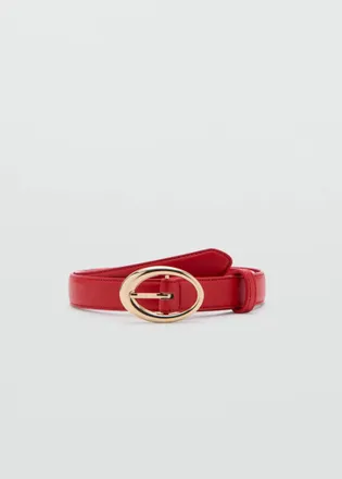 Mango Ceinture boucle ovale rouge - Femme - XL - MANGO