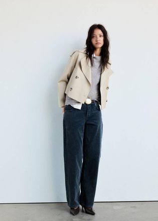 Mango Jean en velours c&ocirc;tel&eacute; wide-leg bleu - Femme - 32 - MANGO