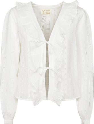 MC2 Saint Barth Femme, Blouses et Chemises, Blanc, Taille: 40 FR Evie Sangallo Stripes Embry 01