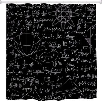 A.Monamour Duschvorhang Mathematische Algebra Gleichungen Formeln Berechnungen Handgeschrieben Mit Kreide Auf Tafeleffekt Wasserdichtes Polyestergewebe Duschvorh