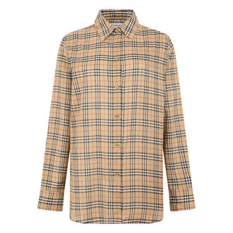 Burberry Femme, Blouses et Chemises, Beige, Taille: 36 FR Chemise &agrave; carreaux &agrave; manches longues