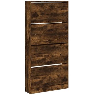 vidaXL Schuhschrank mit 4 Klappen R&auml;uchereiche 80x21x163,5 cm Vidaxl