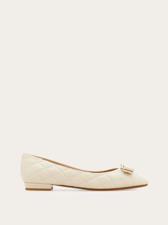 Ferragamo Damen Gesteppte Varina Ballerina Wei&szlig; Gr&ouml;&szlig;e 35.5