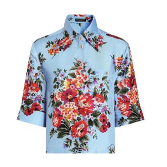 Dolce & Gabbana Femme, Blouses et Chemises, Multicolore, Taille: 36 FR Twill Shirt Flower Bouquet Print