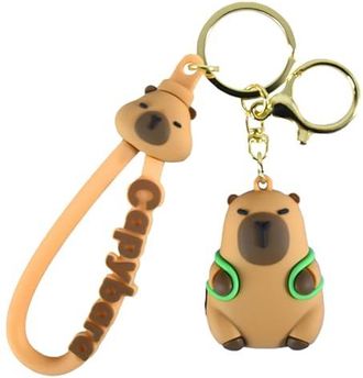 Generic Porte-clés Capybara, pendentif Guinée de dessin animé, accessoires de décoration de sac bouffant, mignon pendentif Capybara porte-clés, mignon, vert, 