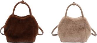 Generic Sac bandouli&egrave;re peluche douce pour femmes, petit sac &agrave; main avec poign&eacute;e, design uni, automne hiver