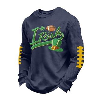 Generic Haut &agrave; manches longues pour homme - Col rond d&eacute;grad&eacute; - L&eacute;ger et respirant - Col rond - Confortable - Doux au toucher, bleu marine, 4XL