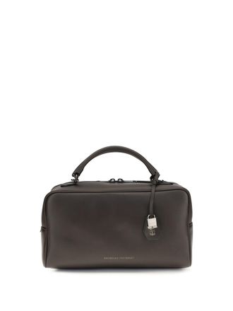 Brunello Cucinelli Womens Handbag Boston Explorer Dark Brown Calf Leather Shoulder Bags