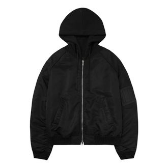 Juun.J Veste Ma-1 Signature &agrave; capuche amovible en nylon - Homme - Vestes - Noir - Taille: M