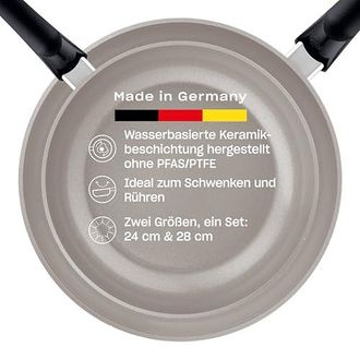 FISSLER Ceratal Classic Lot De Po&ecirc;les &Agrave; Frire, 2 Pi&egrave;ces, Po&ecirc;le Anti-adh&eacute;sive En Aluminium &Agrave; Rev&ecirc;tement En C&eacute;ramique (24+28 cm), Fabrication En Allemagne, Comp