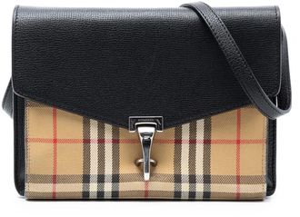 Burberry Hobo Bags - Small Leather and House Check Canvas Derby Macken - Gr. unisize - in Schwarz - f&uuml;r Damen