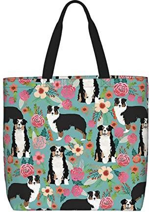 Generic Sac Fourre-Tout Bergers Australiens Sac De Shopping Personnaliser Avec Poign&eacute;es Sacs En Toile Pour Femmes, Pour Shopping, Burea, Femmes, Voyage