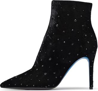 Loriblu Femme, Chaussures, Noir, Taille: 36 EU Bottines à talons en velours ornées de cristaux