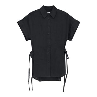 Closed Femme, Blouses et Chemises, Noir, Taille: 38 FR Chemise Classique &agrave; Manches Courtes en Lin