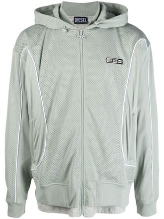 Diesel hoodie zipp&eacute; &agrave; patch logo - Vert