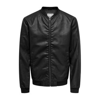 Only & Sons Only & Sons, Homme, Vestes, Noir, Taille: M Veste en Cuir &agrave; Fermeture &Eacute;clair pour Homme