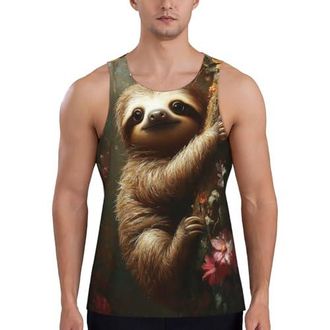 Generic D&eacute;bardeur respirant &agrave; s&eacute;chage rapide sans manches pour homme pour entra&icirc;nement &agrave; la plage S &agrave; 4XL, Fleurs paresseux mignons 17, 3XL