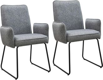 SVITA Alba Lot de 2 chaises de salle à manger Chaise à accoudoirs Chaise rembourrée tissu gris - Svita