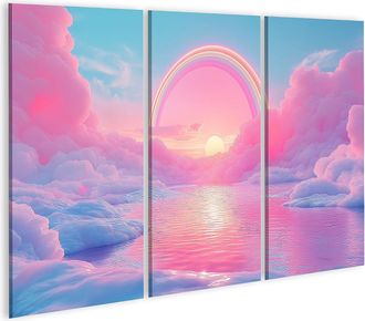 Islandburner Prime Bild auf Leinwand Wolken und Regenbogen bei Sonnenuntergang Bilder Wandbilder Poster