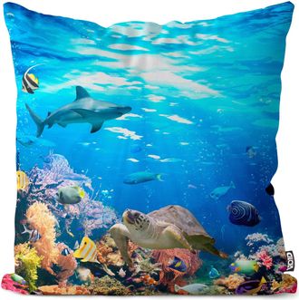 Void Watches Riff Meerestiere Fische Taucher Kissenbezug Kissenhülle Sofakissen Kissen Deko Outdoor-Kissen Dekokissen, Kissen Größe:40 x 40 cm