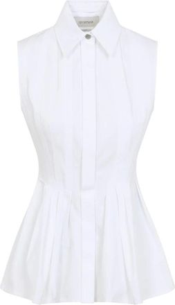 Sportmax Femme, Blouses et Chemises, Blanc, Taille: 34 FR Certosa Pleated Poplin Peplum Top