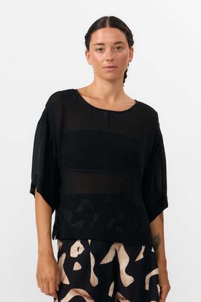 Suite13lab Damen vegan Bluse Sella Schiffon Schwarz