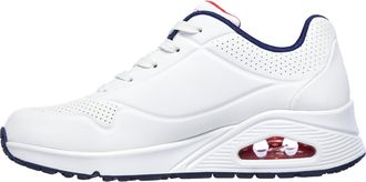 Skechers Damen UNO Stand ON AIR Sneakers, WNVR White Durabuck / navy & red trimm, 36.5 EU