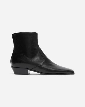 Arket Flache Stiefelette Aus Leder -Schwarz