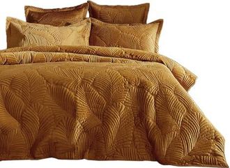 Riva Paoletti Palmeria Pillowcase Set, Polyester, Gold, 50 x 75cm