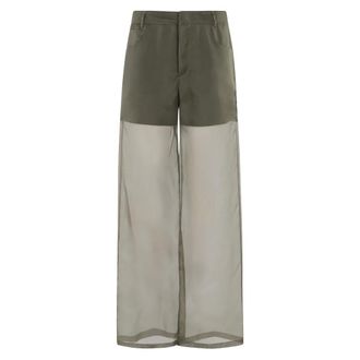Federica Tosi Femme, Pantalons, Vert, Taille: 34 FR Pantalon 5 Poches en Organza de Soie