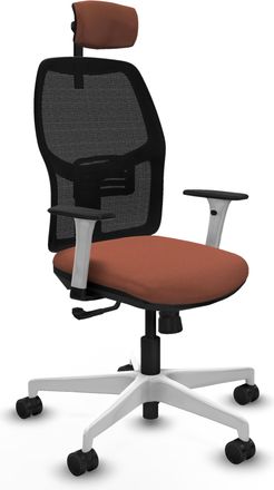 Piqueras y Crespo B&uuml;rostuhl Alfera mit wei&szlig;en und schwarzen Armlehnen, h&ouml;henverstellbare Lendenwirbelst&uuml;tze und h&ouml;henverstellbares Kopfteil, Schwarz / Braun