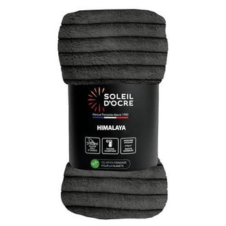 Soleil d'Ocre Couvre lit Flanelle et Velours 180x220 cm Himalaya Anthracite