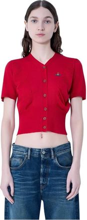 Vivienne Westwood Femme, Pulls, Rouge, Taille: 40 FR Pamela Ruched Cardigan