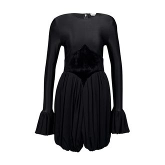 Paco Rabanne Ausgestelltes Mini-Kleid mit Eins&auml;tzen - - Dresses - Damen - Schwarzk - M