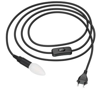 LEDs Com Textilkabel LEHA mit Stecker und Schalter schwarz 3 m inkl. E14 LED Lampe matt 4,066W 424lm, warmwei&szlig;